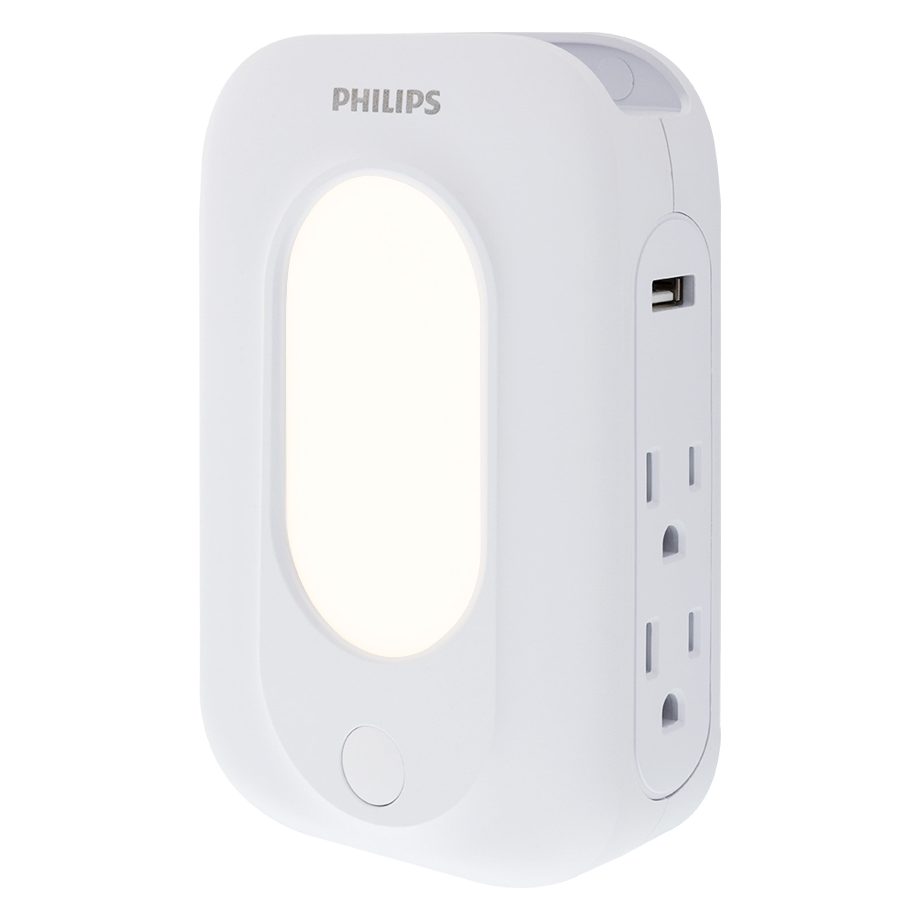 Philips 4-Outlet 2-USB Power Adapter, Surge Protection, SPP6241WC/37 ...