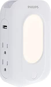 Philips 4-Outlet Extender 2-USB Surge Protector, Wall Adapter with ...