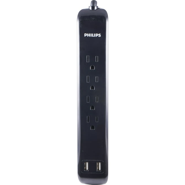 Philips 4-Outlet Surge Protector with USB, 2 Ports, 2.4A, 450J, 3ft ...