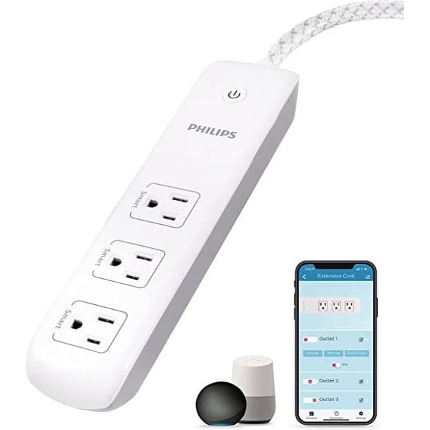 Philips 4' Smart Plug 3-Outlet Extension Cord - White - Walmart ...