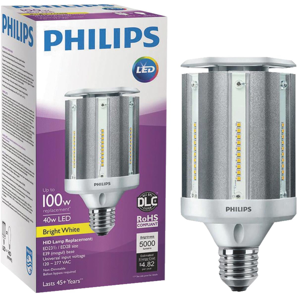 Philips 40W ED28 Replacement Mogul Screw LED High-Intensity Light Bulb ...
