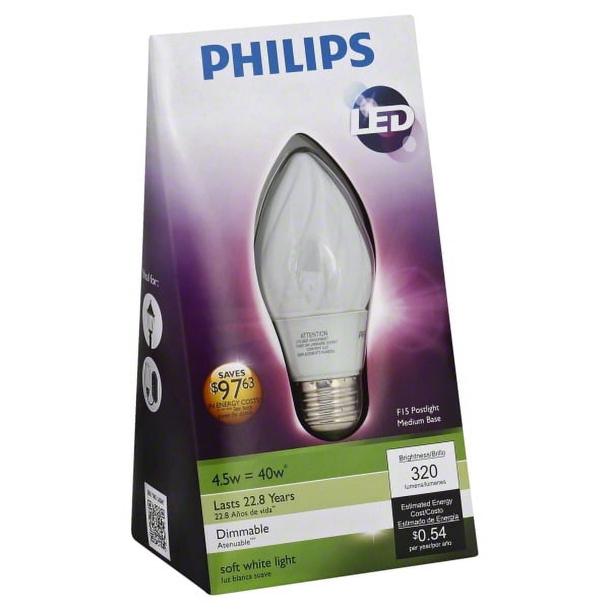 Philips 429348 4.5-Watt (40-Watt) F15 LED Postlight 2700K Soft White ...