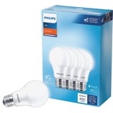 Philips LED Bulb 40W Equivalent, Soft White, A19, E26 Base, 4-Pack ...