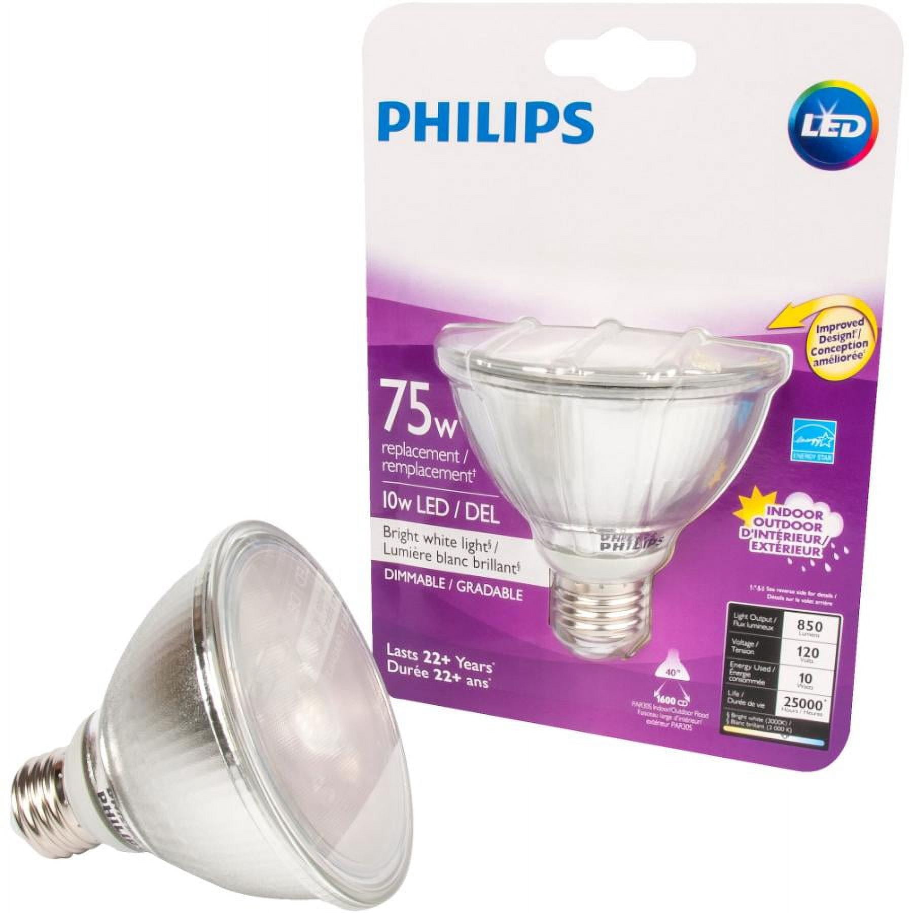 Philips 471326 Led 75W PAR30 Short Neck Glass Bright White (3000K ...