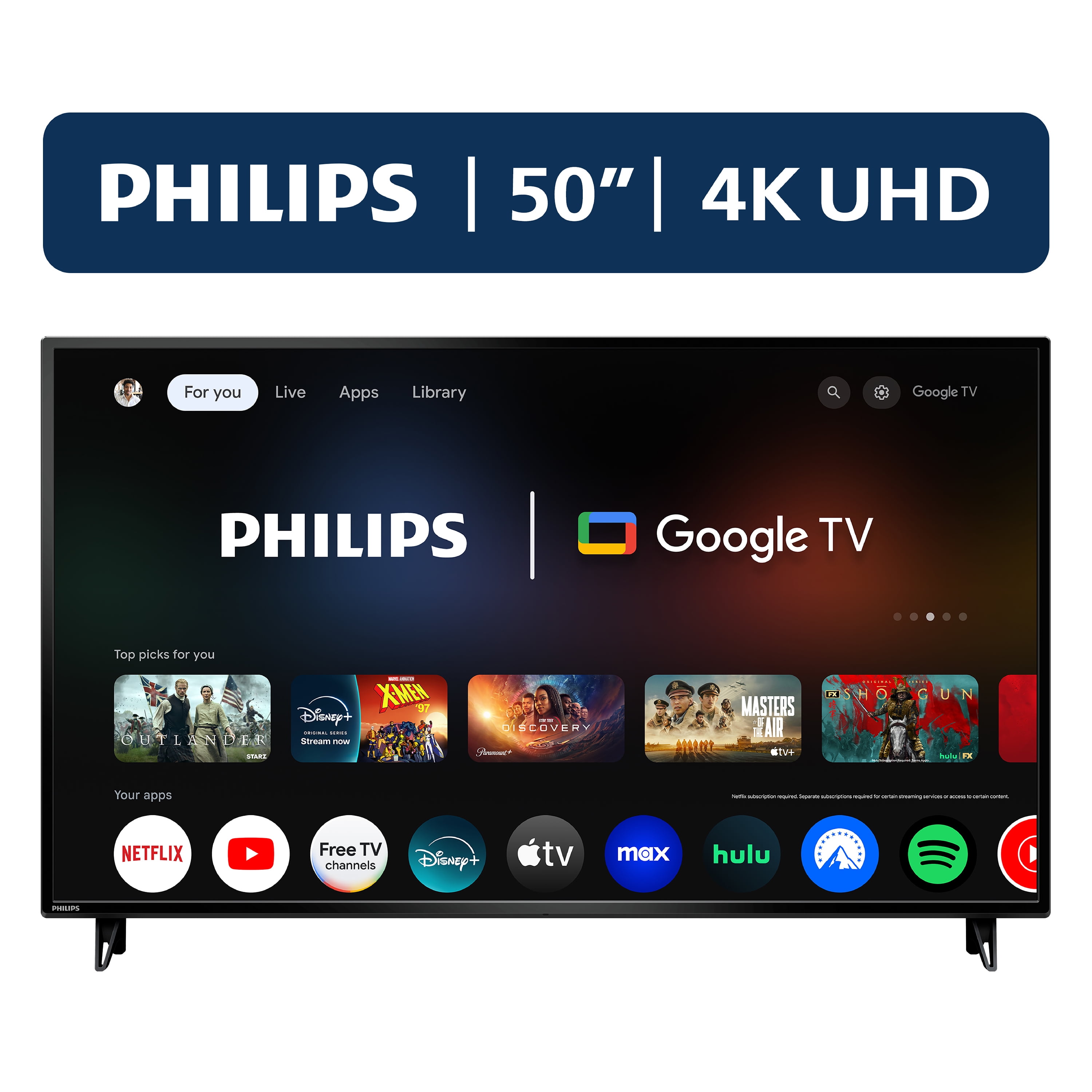 Philips 50" Class 4K Ultra HD (2160p) Google Smart LED TV (50PUL7552/F7 ...
