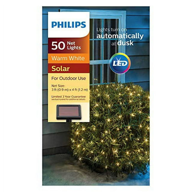 Philips 50ct Christmas Solar Net Lights Warm White GW - Walmart.com