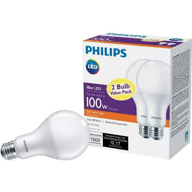 Philips A21 Medium LED Light Bulb - Walmart.com