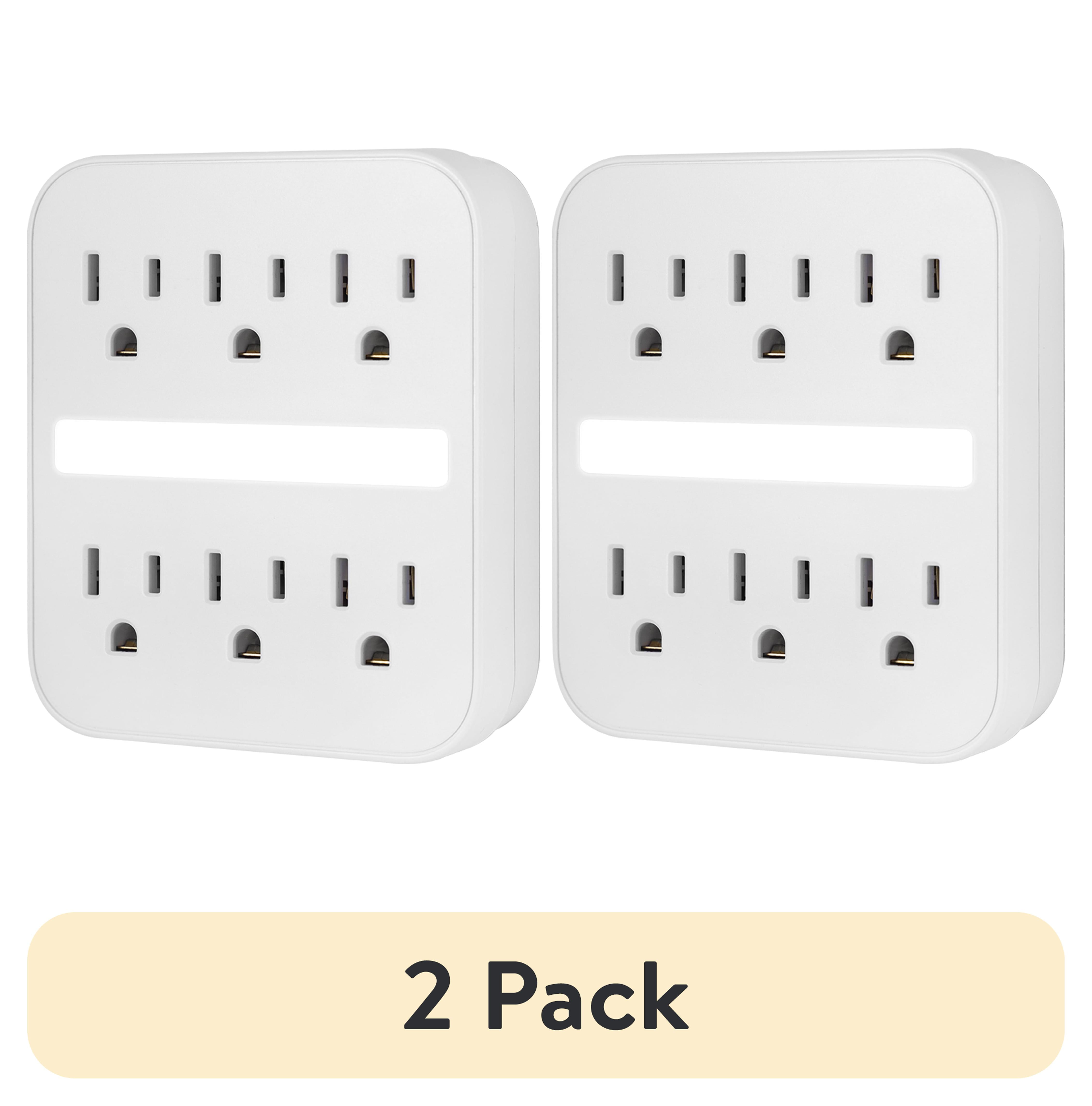 (2 pack) Philips 6-Outlet Grounded Wall Tap with Night Light, 440J, 15A ...