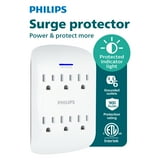 Philips, Surge Protector Wall Tap, SPP3461WA/37, 6 Outlets - Walmart.com