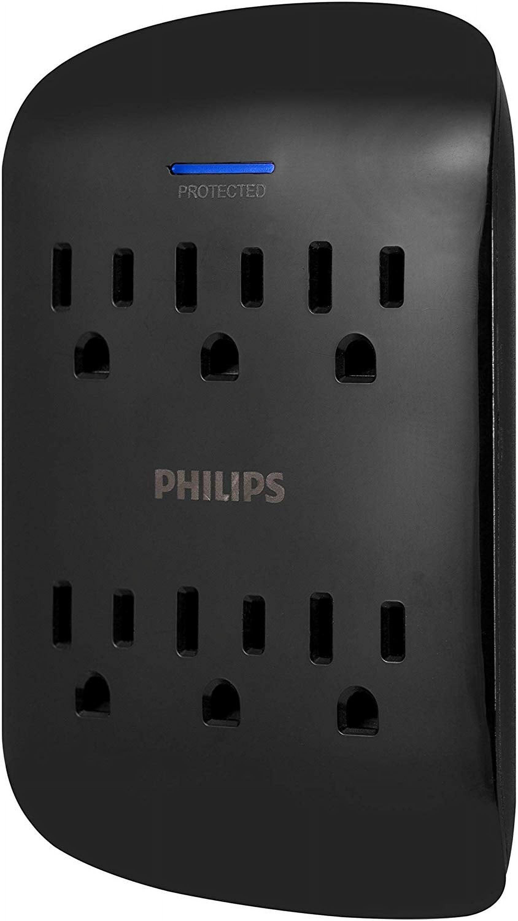 Philips 6-Outlet Surge Protector Tap with LED, 900J, Black - Walmart.com
