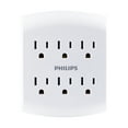 Philips 6-Outlet Tamper Resistant Wall Power Adapter, White, SPS1461WA ...