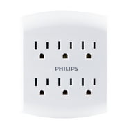 GE 6-Outlet Wall Adapter, Reset Button, Wide Spaced Outlets, 56575 ...