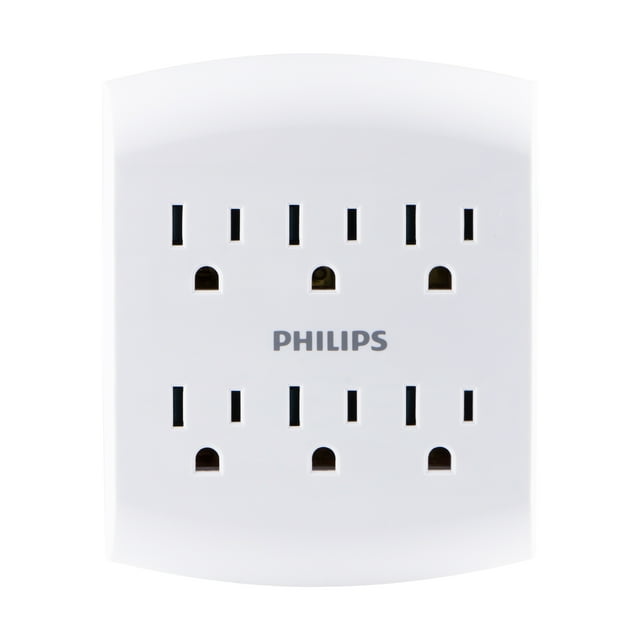 Philips 6 Outlet Wall Tap, 125VAC/15A/1875W, Tamper-resistant Protected ...