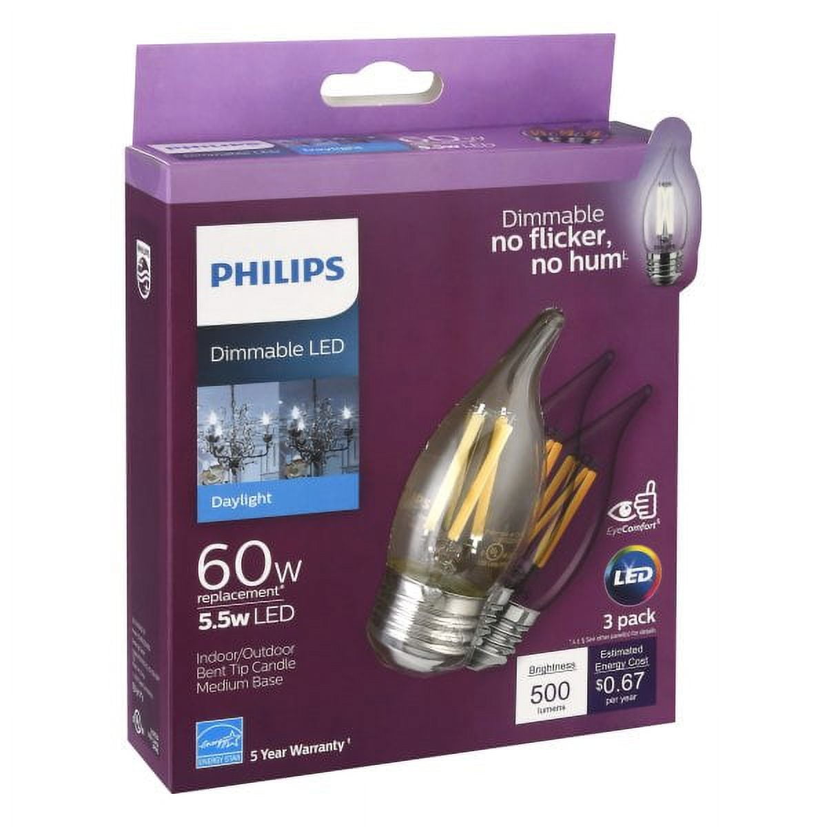 Brandclub - Philips 60W Equivalent Daylight BA11 Medium LED Decorative ...