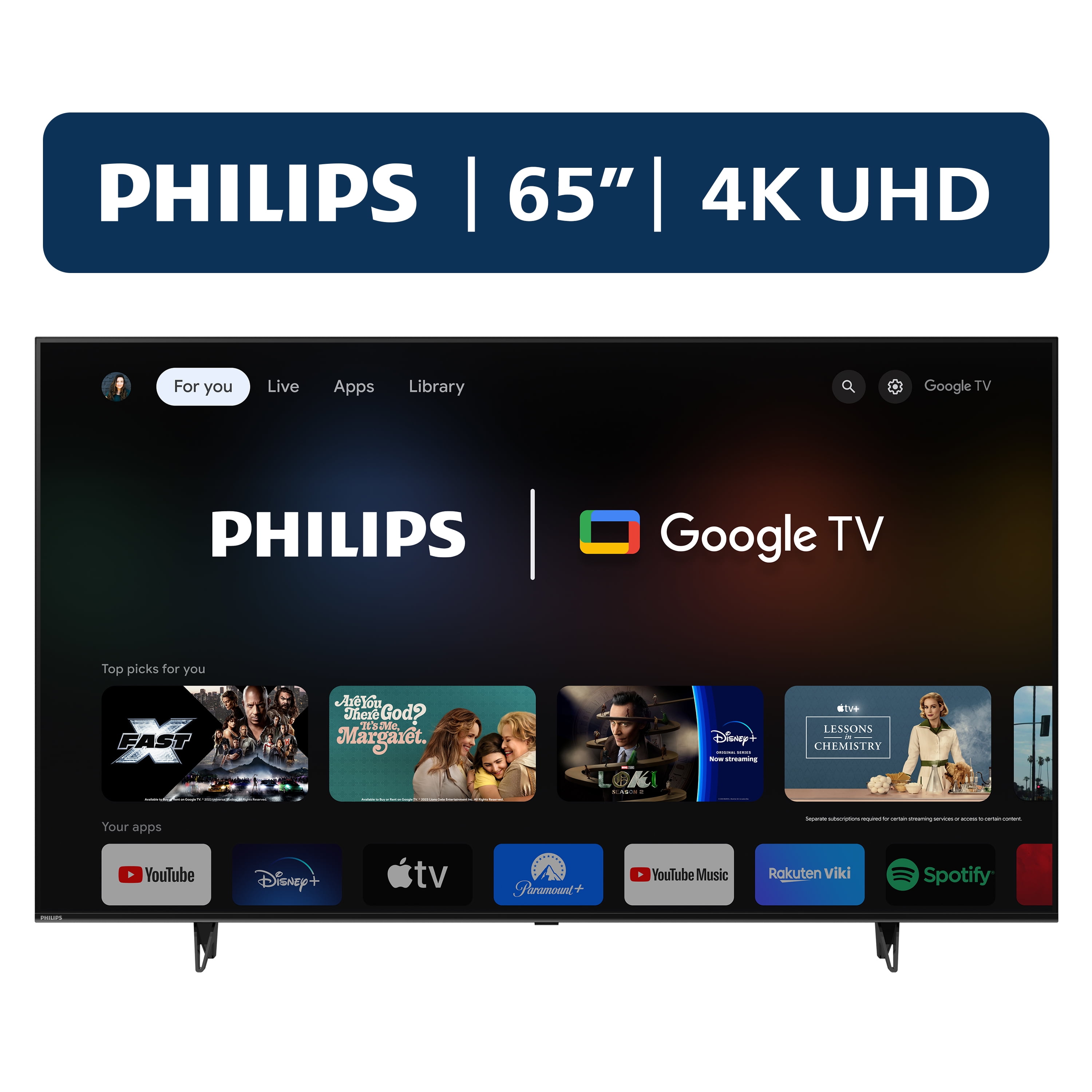 Philips 65" Class 4K Ultra HD (2160p) Google Smart LED Television ...