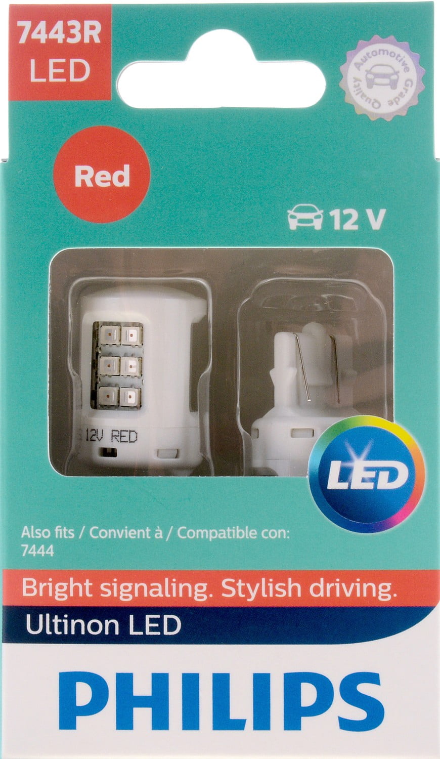 Philips 7443RLED Red LED 6000K Automotive Bulb - Walmart.com
