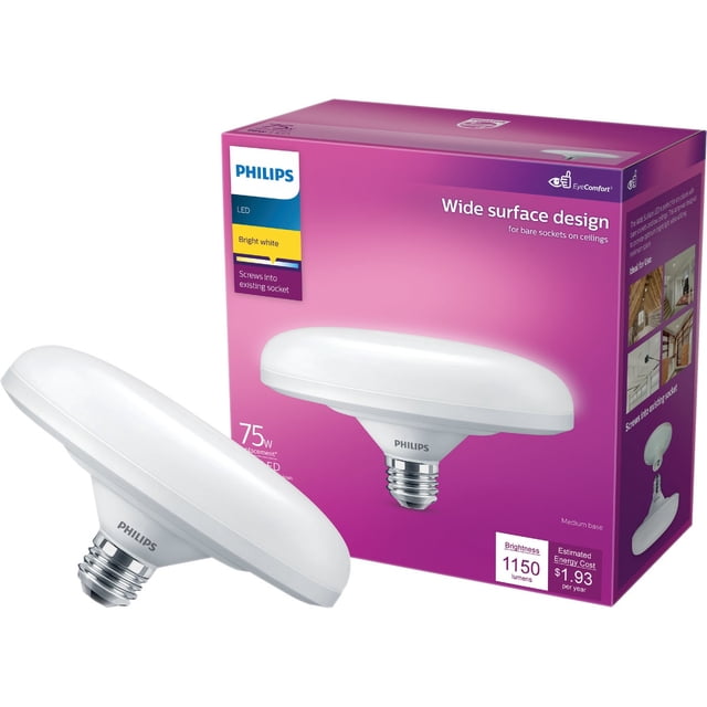 Philips 75W Wide Surface UFO LED Bulb, Energy Saving for Basements ...