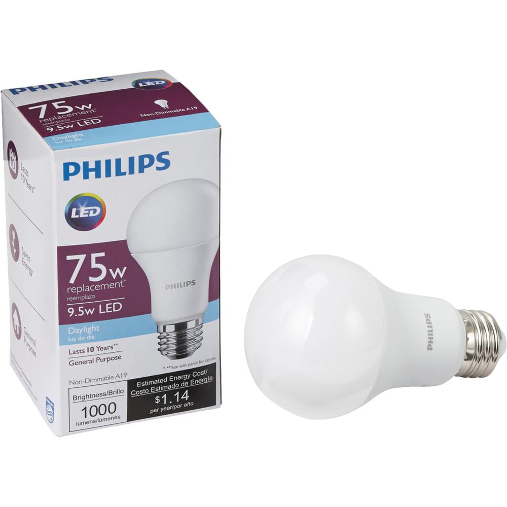 Philips 9.5W Non-Dimmable LED A19 Shape Frosted Finish Bulb - 75w equiv ...
