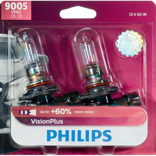 Philips 9005 Visionplus Automobile Headlight Bulbs, Clear, Pack of 2 ...