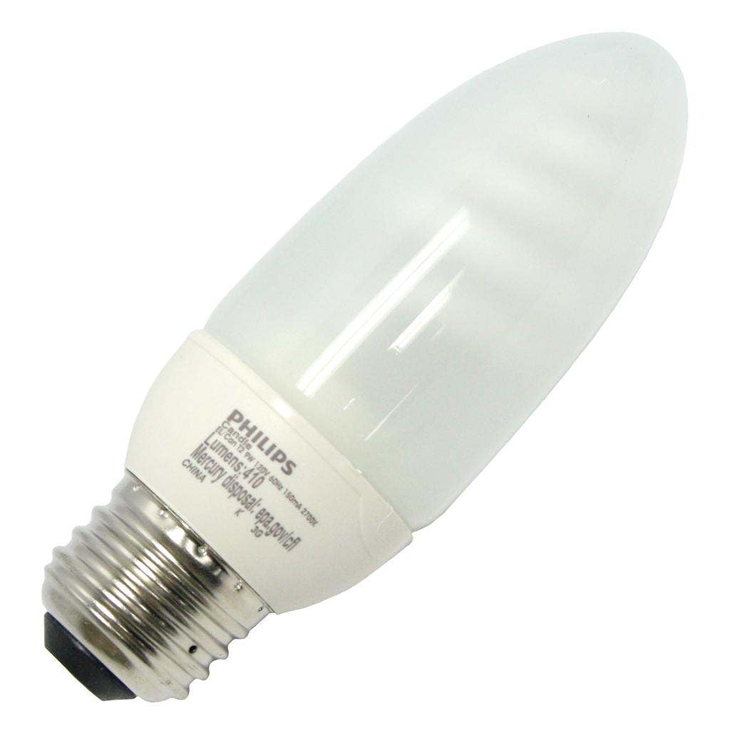 Philips 9w Bullet Candelabra 2700k Warm White E26 Fluorescent Light ...