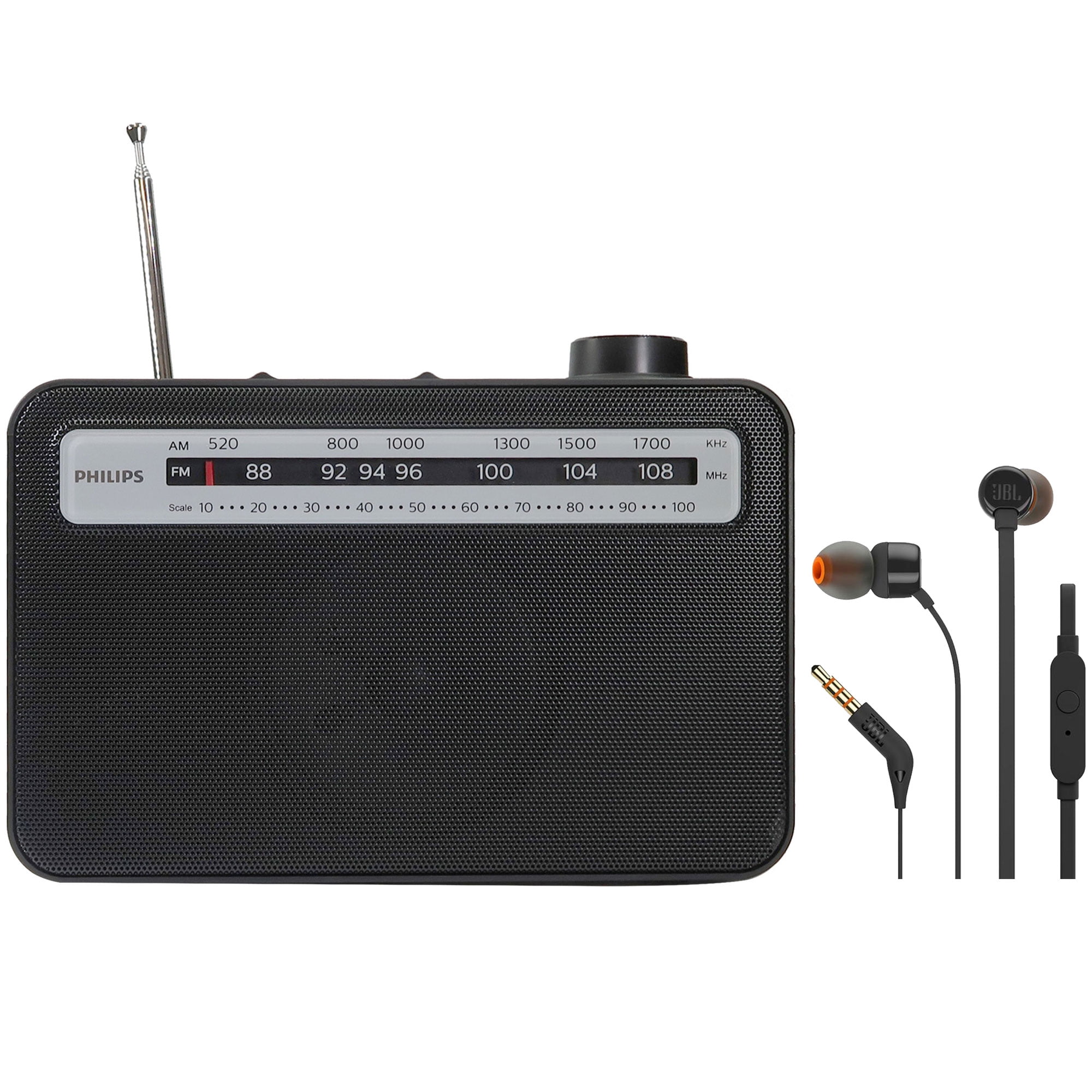Philips AM FM Portable Radio 2000 Series (TAR2506/37) with JBL T110 In ...