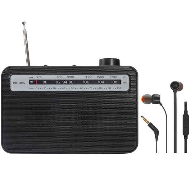 Philips AM FM Portable Radio 2000 Series (TAR2506/37) with JBL T110 In ...