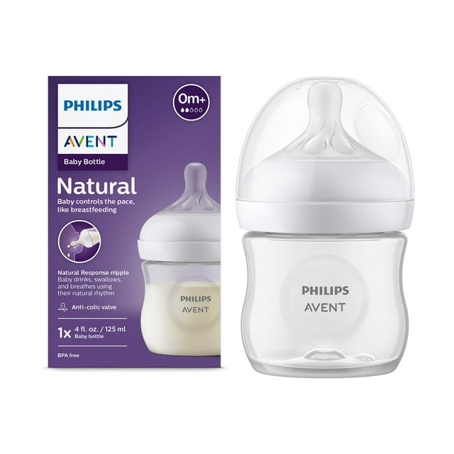 Philips AVENT Natural Baby Bottle with Natural Response Nipple, Clear ...