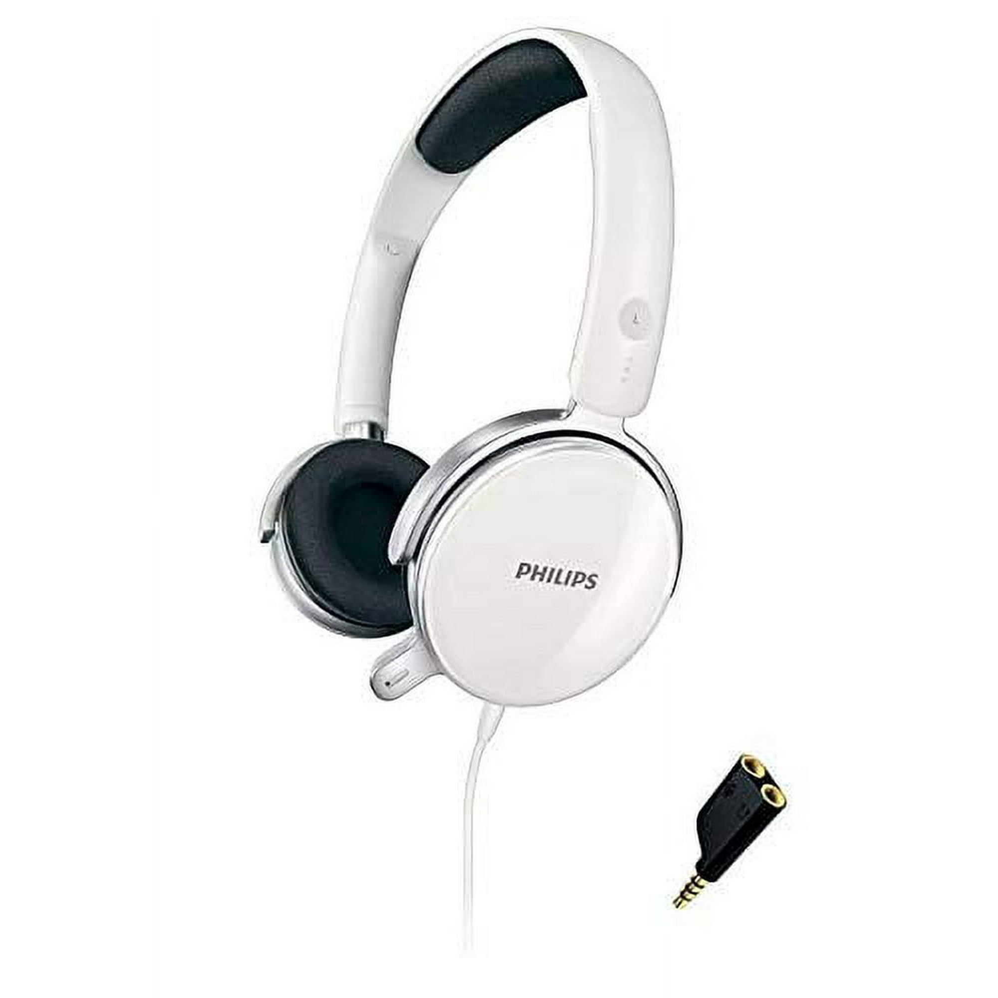 Pre-Owned Philips Audio PC Headset Wired for Zoom W Extra Bass w 2 to 1 Adapter SHM7110U, White ...