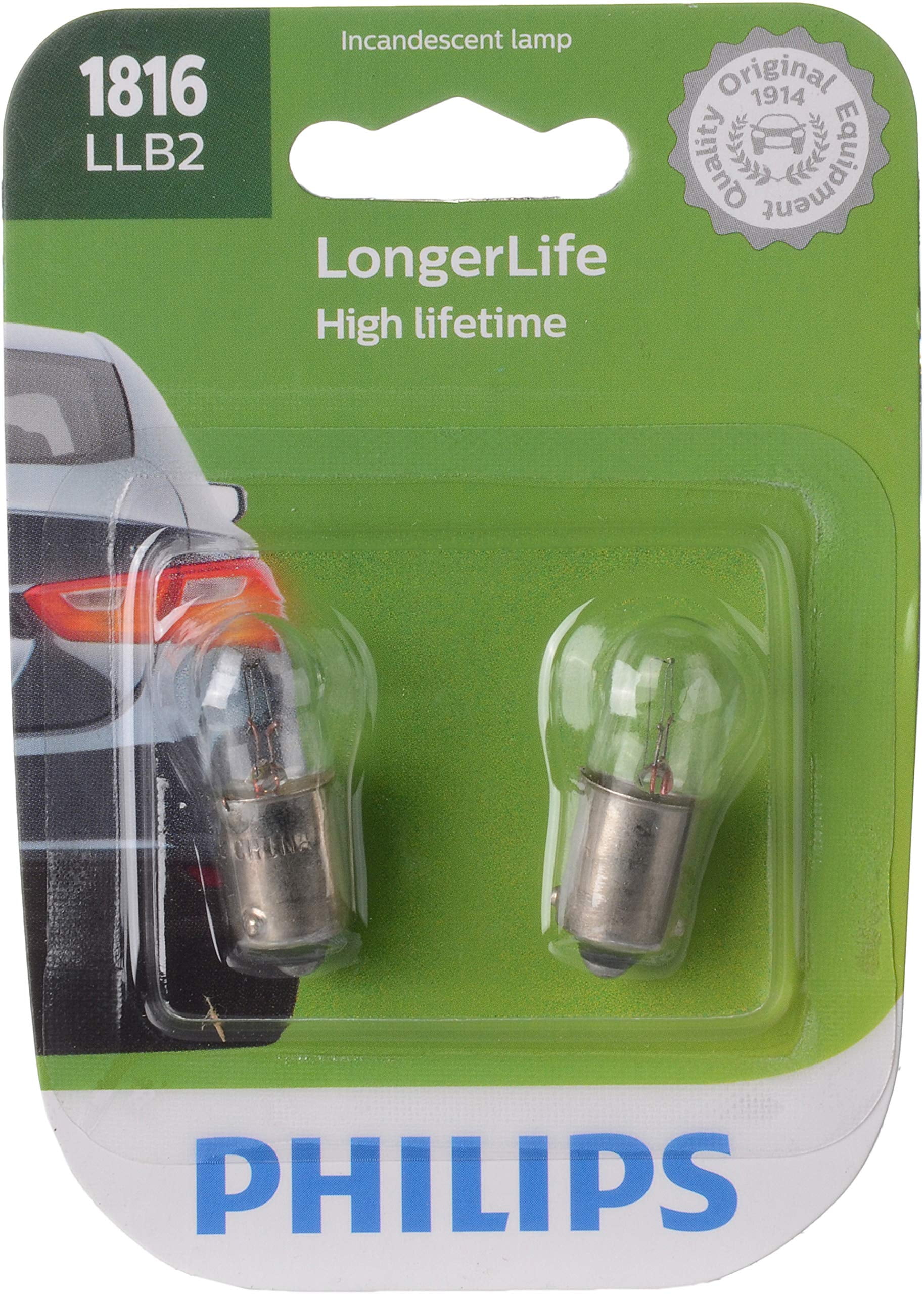 Philips Automotive Lighting 1816 LongerLife Miniature Bulb, 2 Pack ...