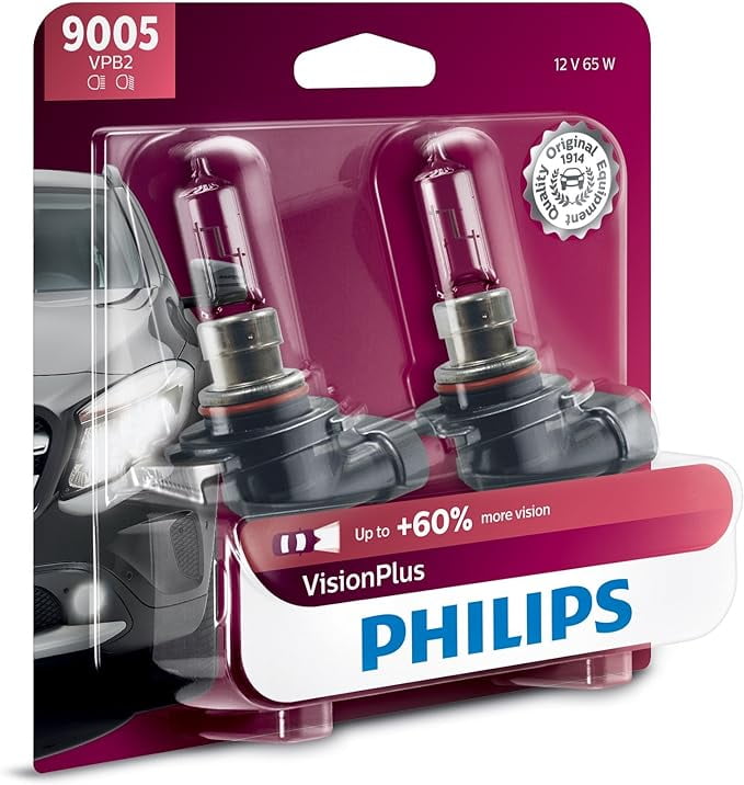 Philips Automotive Lighting 9005 VisionPlus Upgraded Headlight with up ...