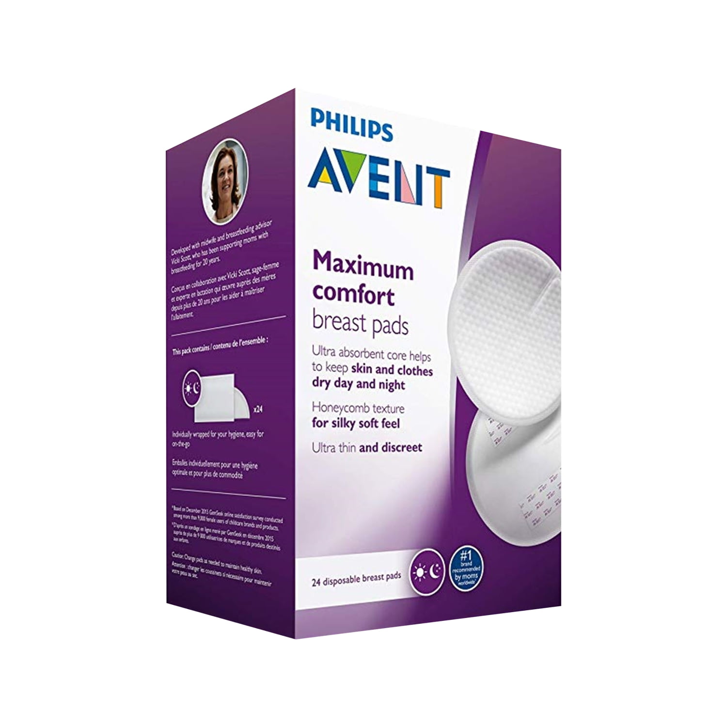 Philips Avent Honeycomb Textured Thin Breast Pad 24 Pieces - Walmart.com