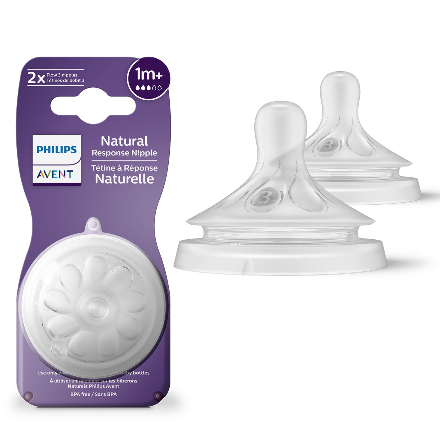Philips Avent Natural Response Nipple Flow 3, 1M+, 2pk, SCY963/02 ...