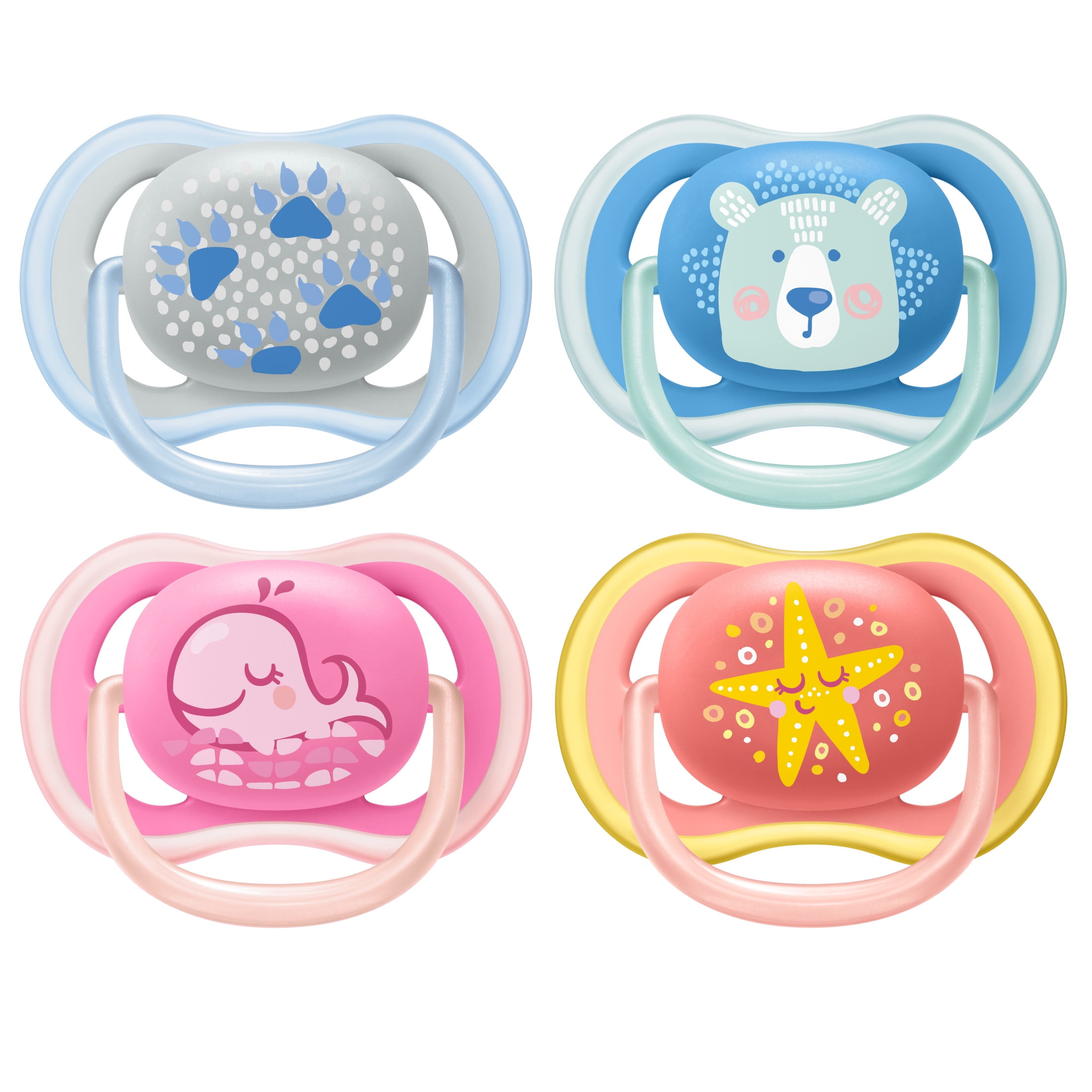 Philips Avent Ultra Air Pacifier, 6-18 Months, Whale/Paw Decos, 2 Pack ...