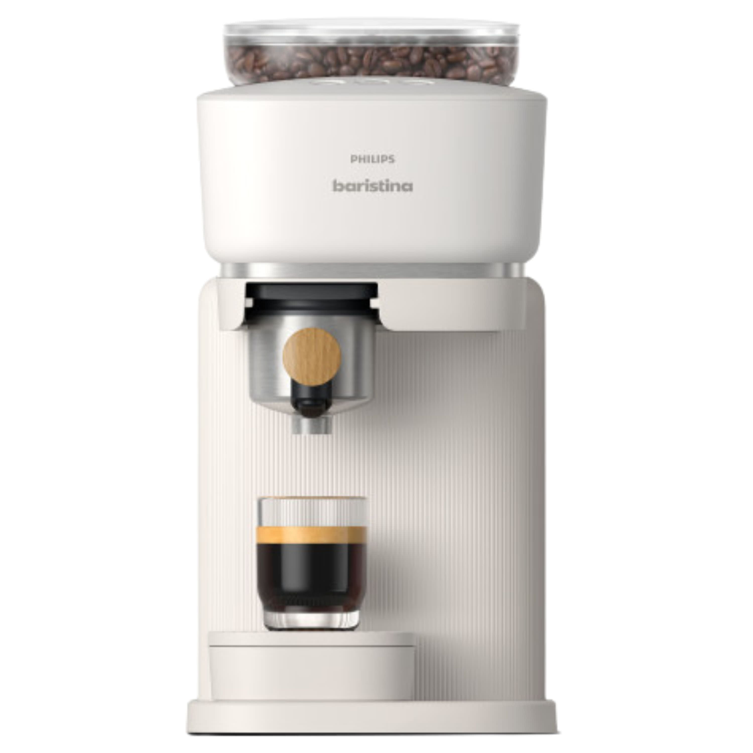 Philips Baristina Automatic Espresso Machine, Milky White with Ash Wood ...