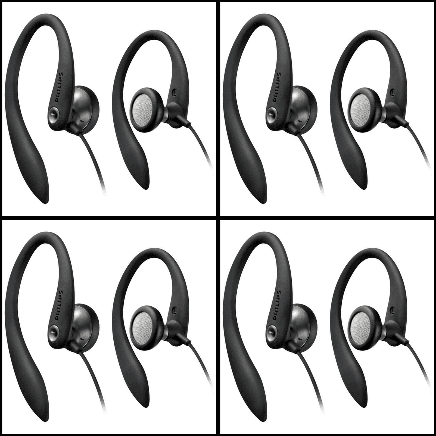 (4 pack) Philips MODB000FQJMAI Ear Hook Headphones, Black - Walmart.com