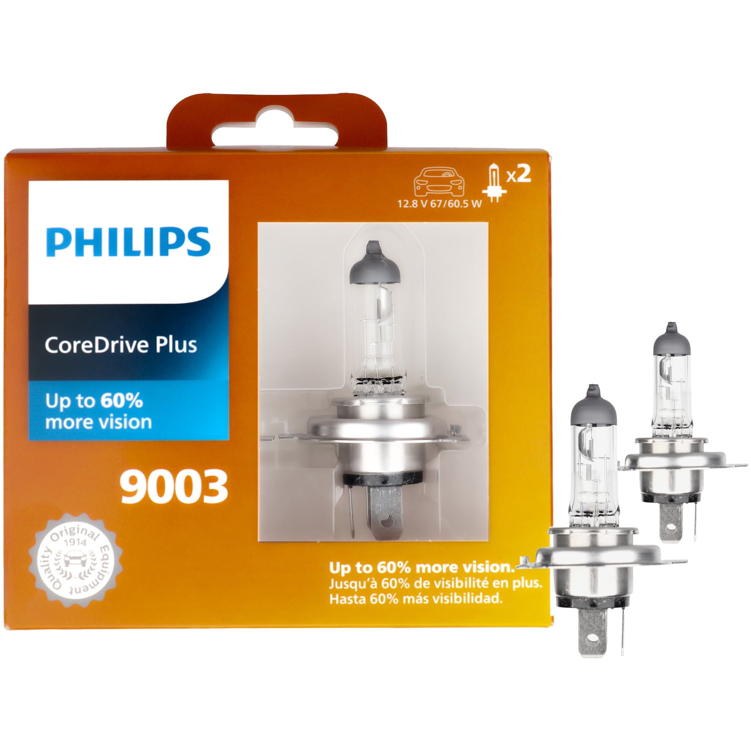 Philips CoreDrive Plus 9003 Halogen Headlight Bulbs, 2 Pack, Fits ...
