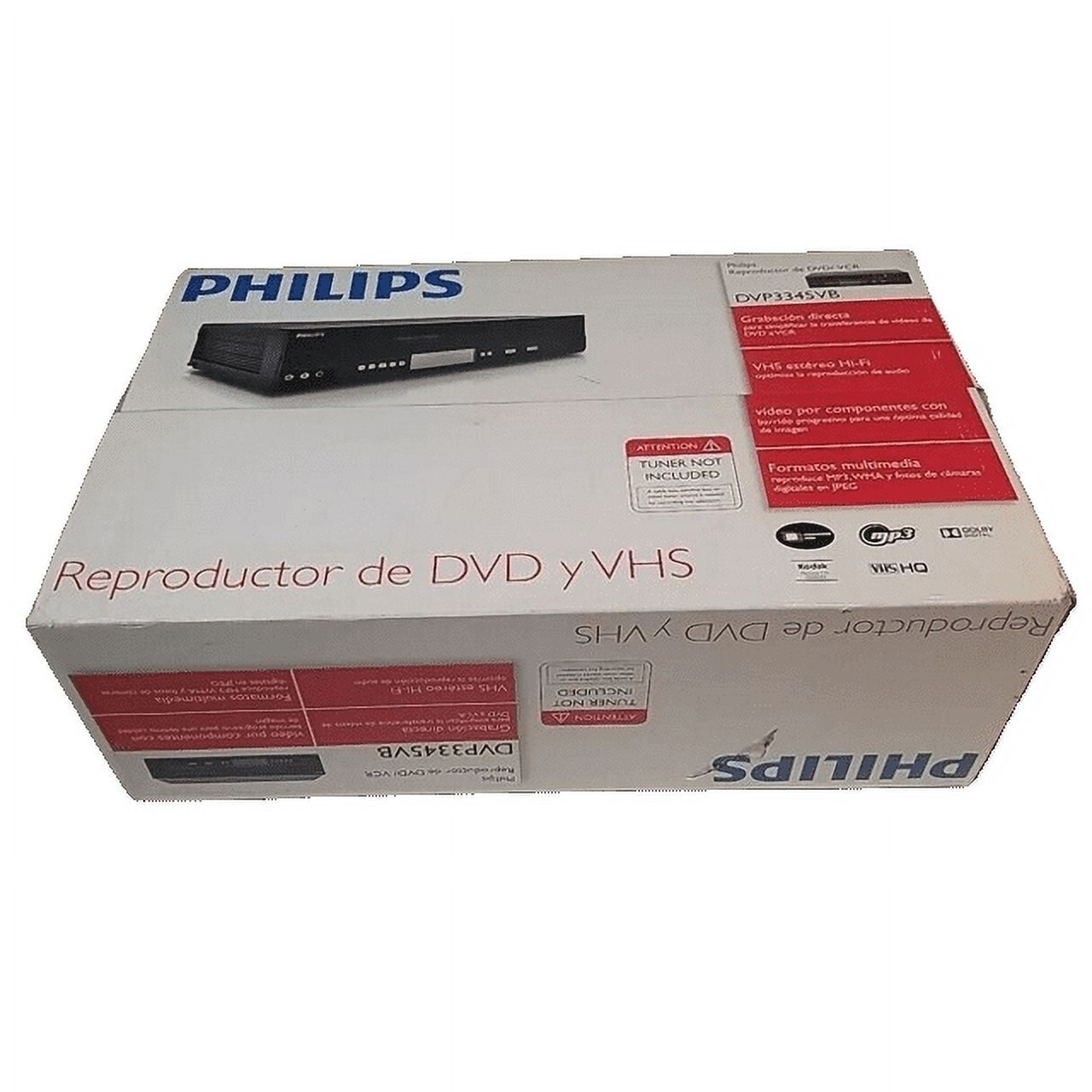 Philips DVP3345V All-in-One DVD/VCR Player Combo - Plays VHS & DVDs ...