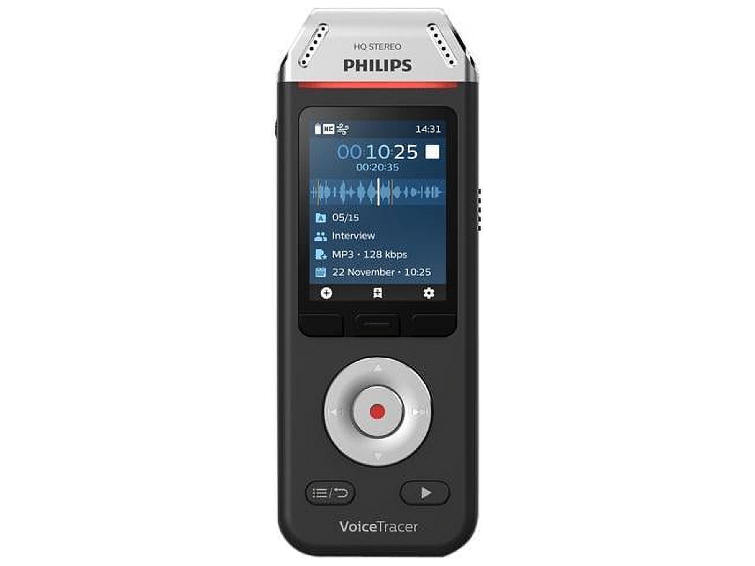 Philips 8GB Digital Voice Recorder with Volume Control, Black, DVT2110 ...
