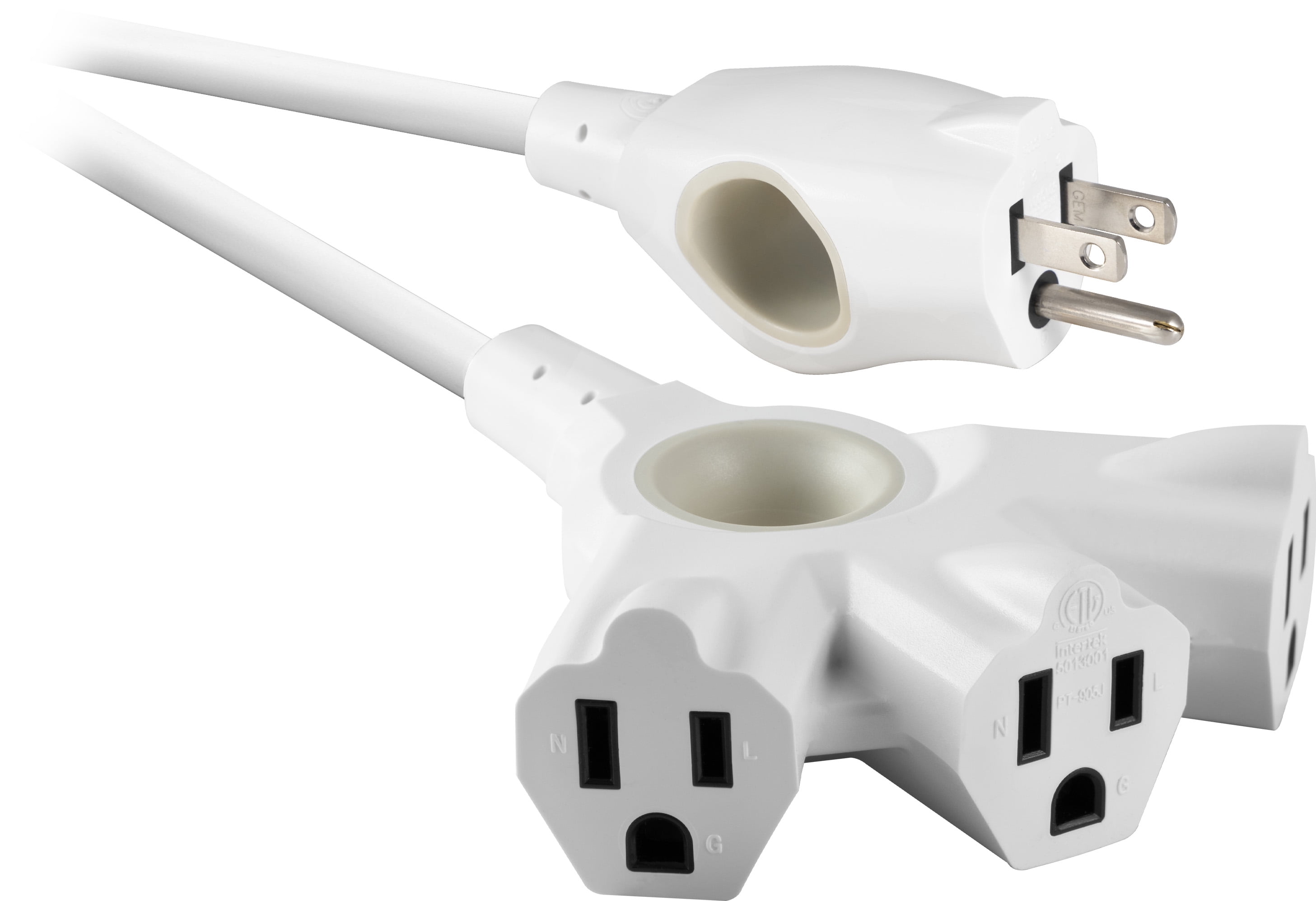 Philips EZGrip 8ft 15A 16AWG 3-Outlet Extension Cord, White - Walmart.com
