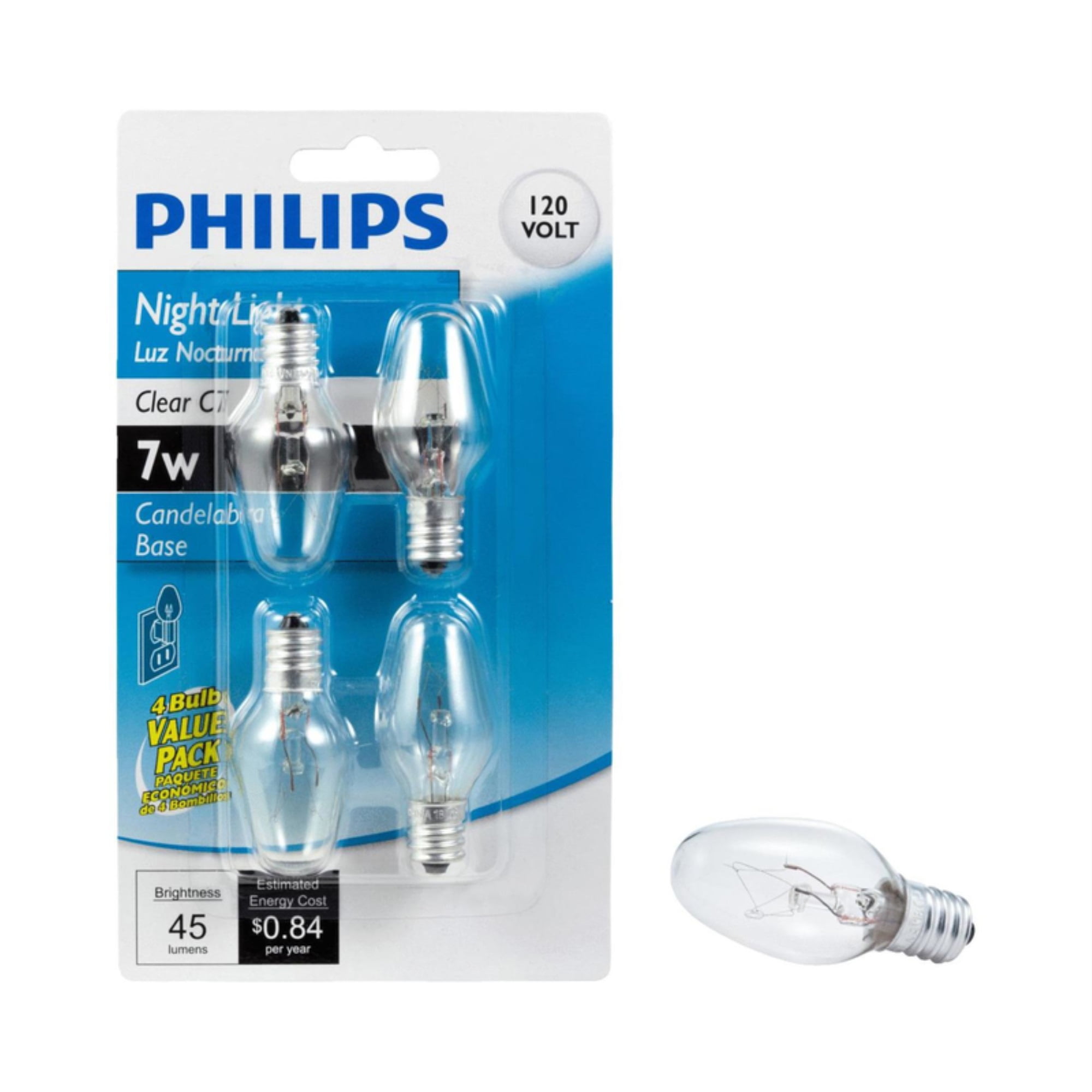 Philips Genuine OEM 415463 Candelabra Base C7 45 Lumen, 7 Watt, 120 V ...