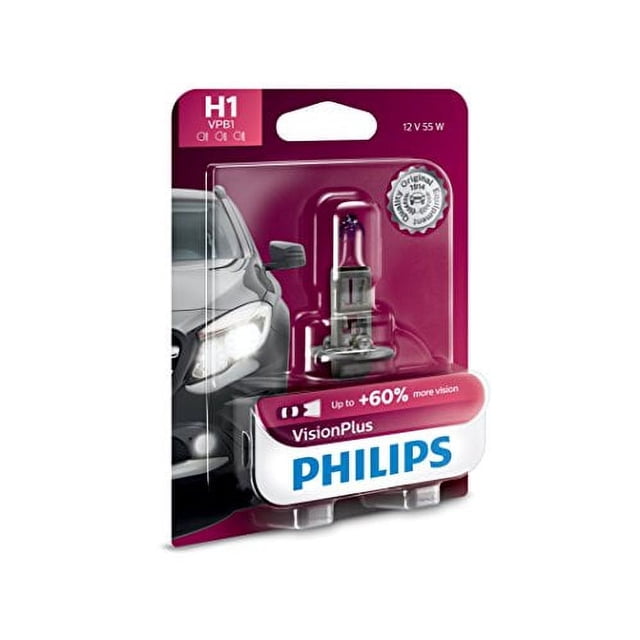 Philips H1 VisionPlus Upgrade Headlight Bulb with up to 60% More Vision ...