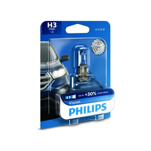 Philips H3 Vision Upgrade Headlight Bulb with up to 30% More Vision, 1 ...