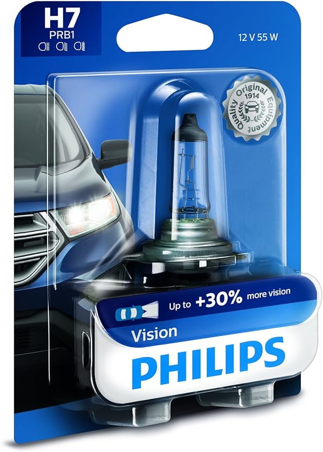 Philips H7 Vision Upgrade Headlight Bulb with up to 30% More Vision, 1 ...