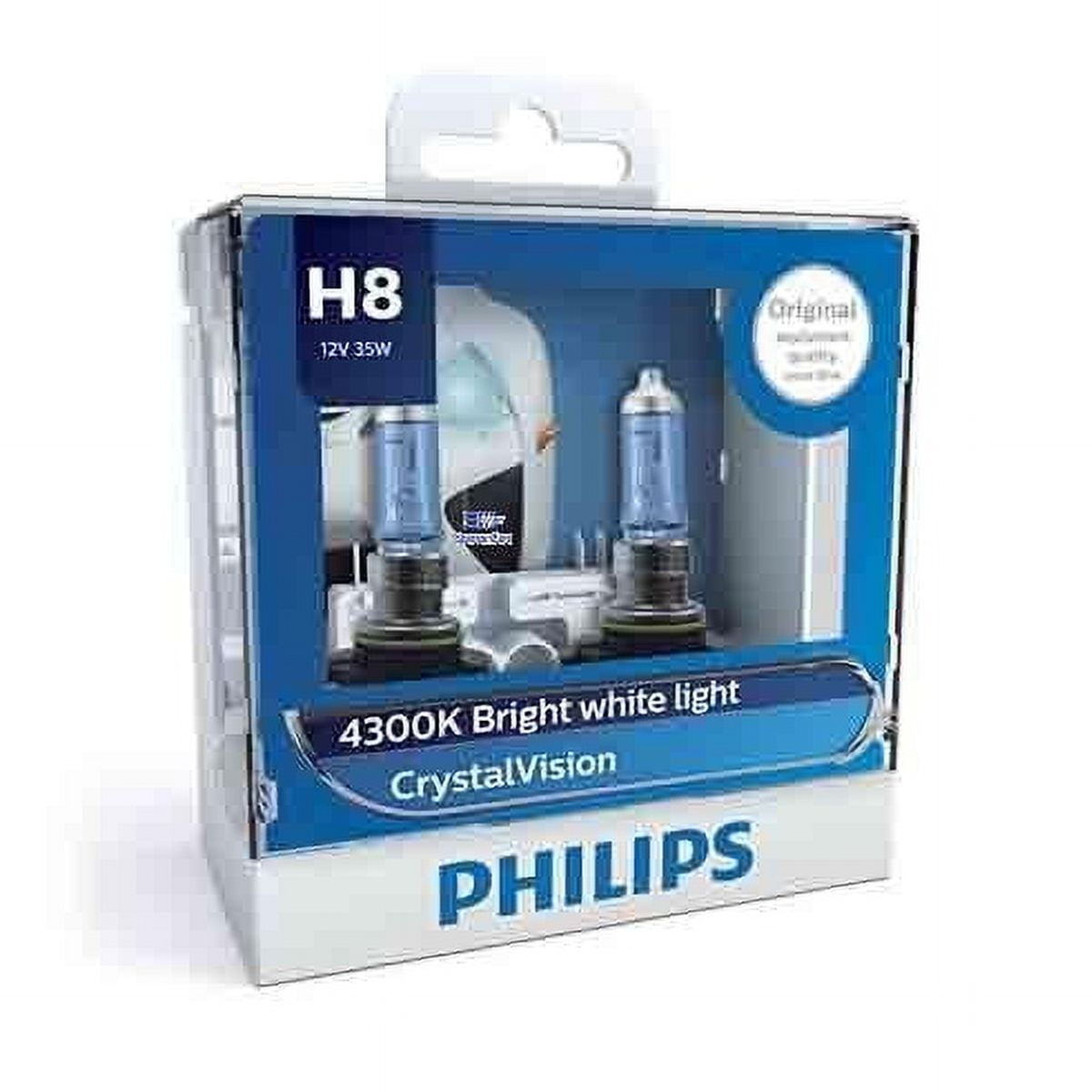Philips H8 12360 CV 12V 35W PGJ19-1 Crystal Vision 4300K Bright White ...