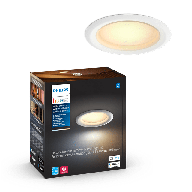 Philips Hue White Ambiance 4" High Lumen Recessed Downlight, White LED ...