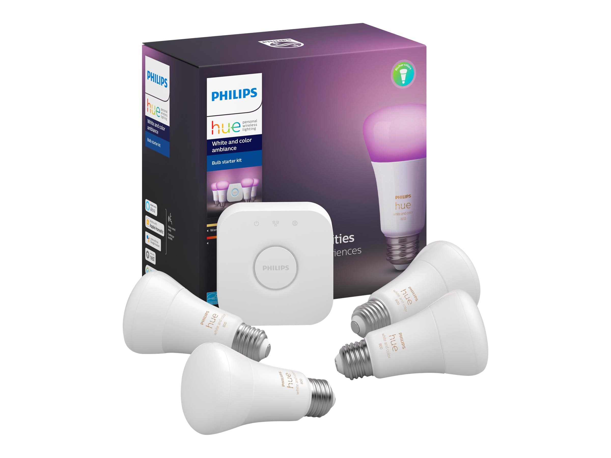 Philips Hue Smart Home Lighting LED Starter Kit, Compatible with Alexa ...