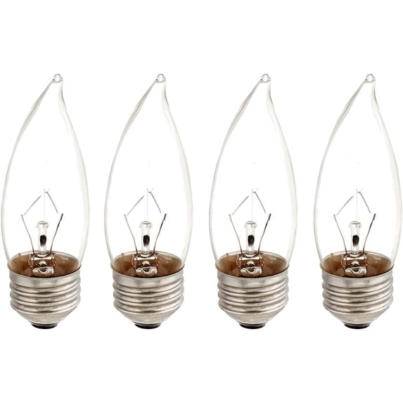 Philips 40W BA9.5 Clear Incandescent Candle Bulb, Medium Base, 4-Pack ...