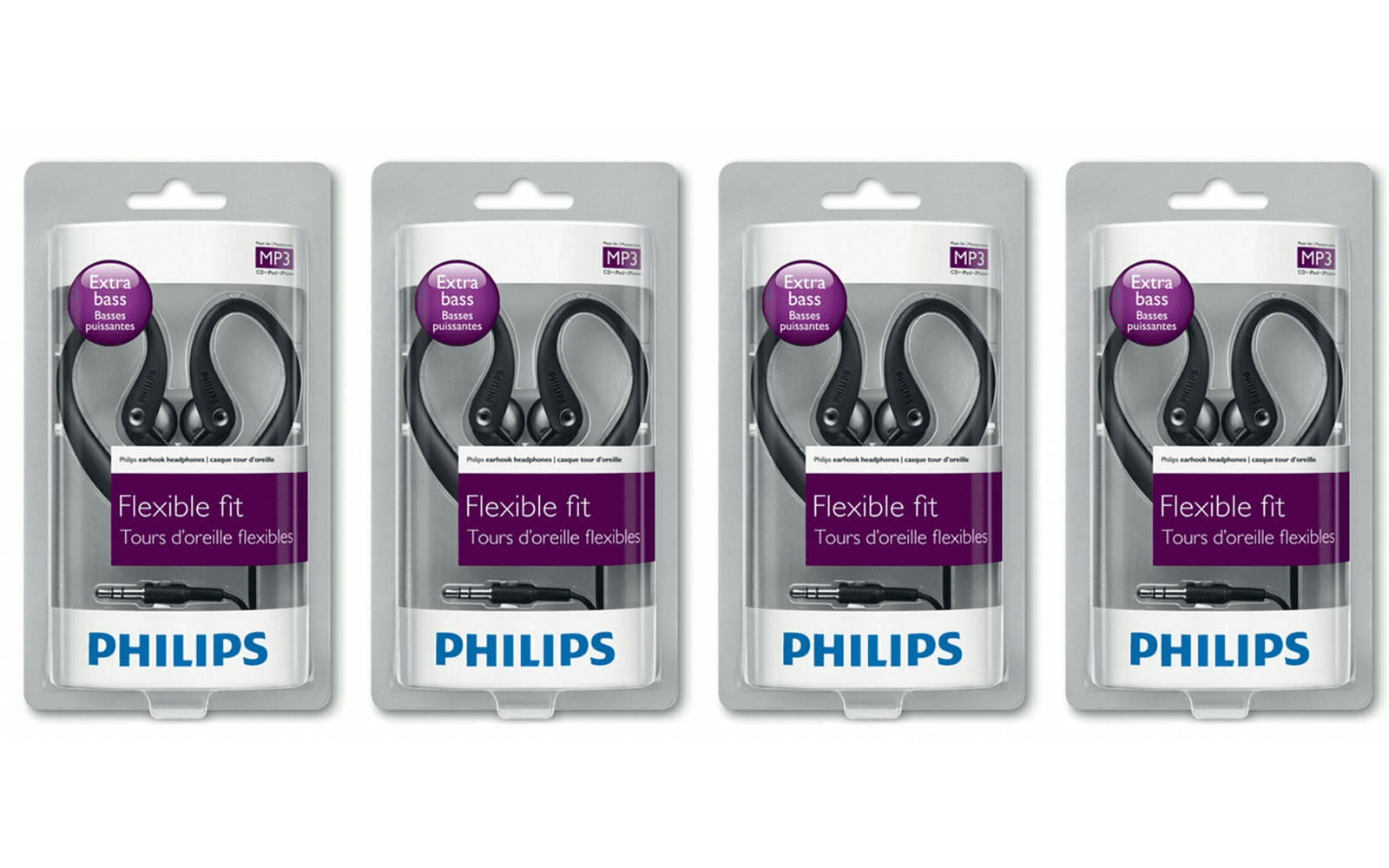 (4 pack) Philips Inner Ear Headphones, SHS3200BK/37, Black - Walmart.com