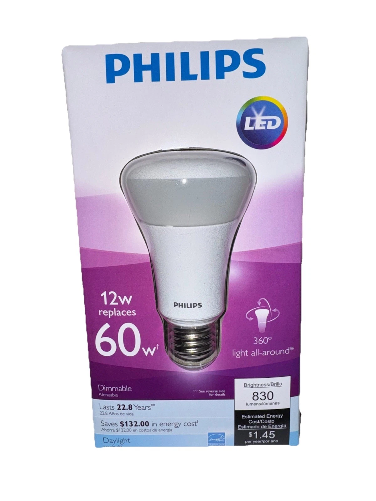Philips LED 12W Replaces 60W Dimmable All Around Light 830 Lumens Energy Saving - Walmart.com
