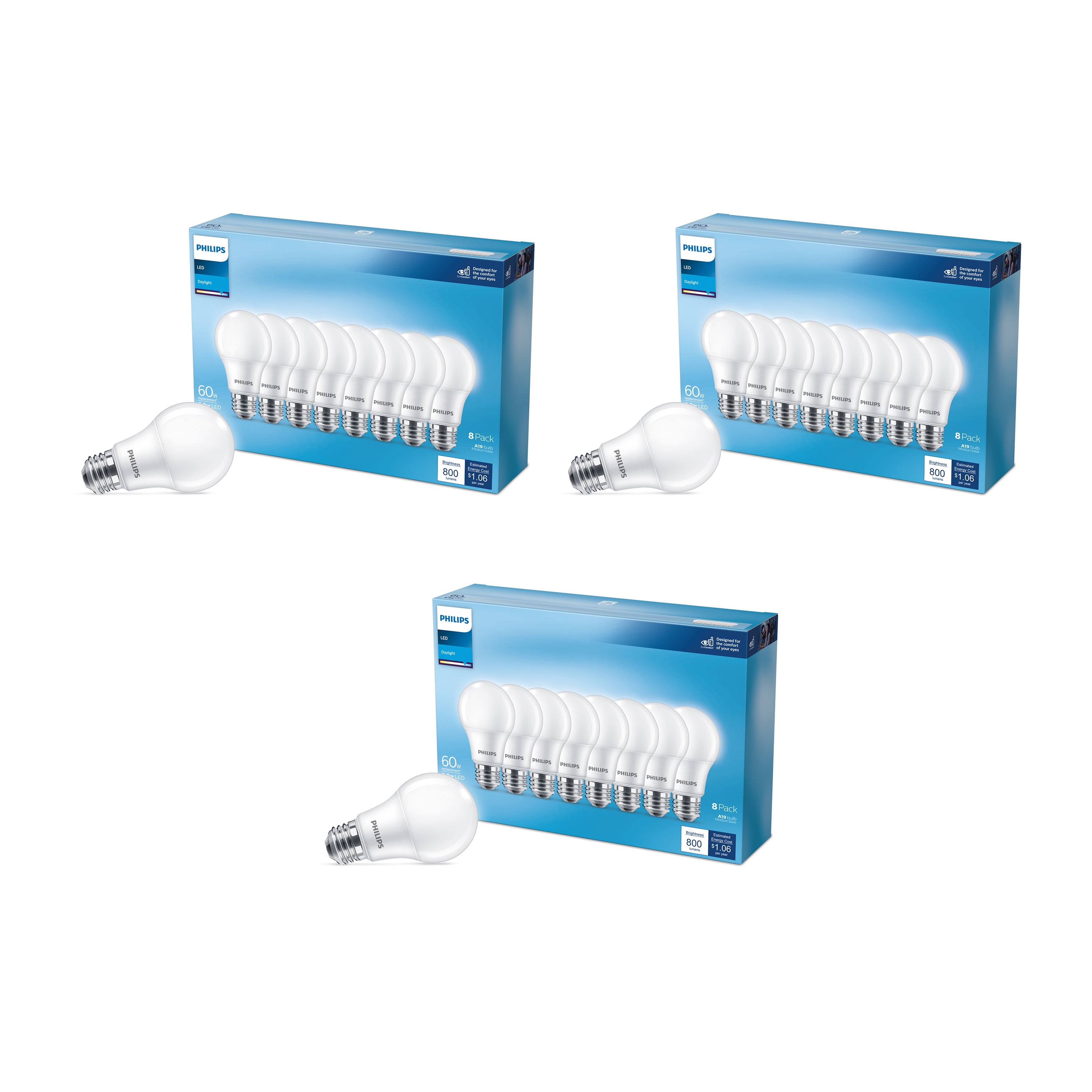 Philips LED 60-Watt Equivalent A19 General Purpose Household Light Bulb ...